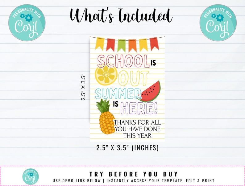 School is Out Summer is Here Thank You Gift Tag, Teacher Appreciation ...