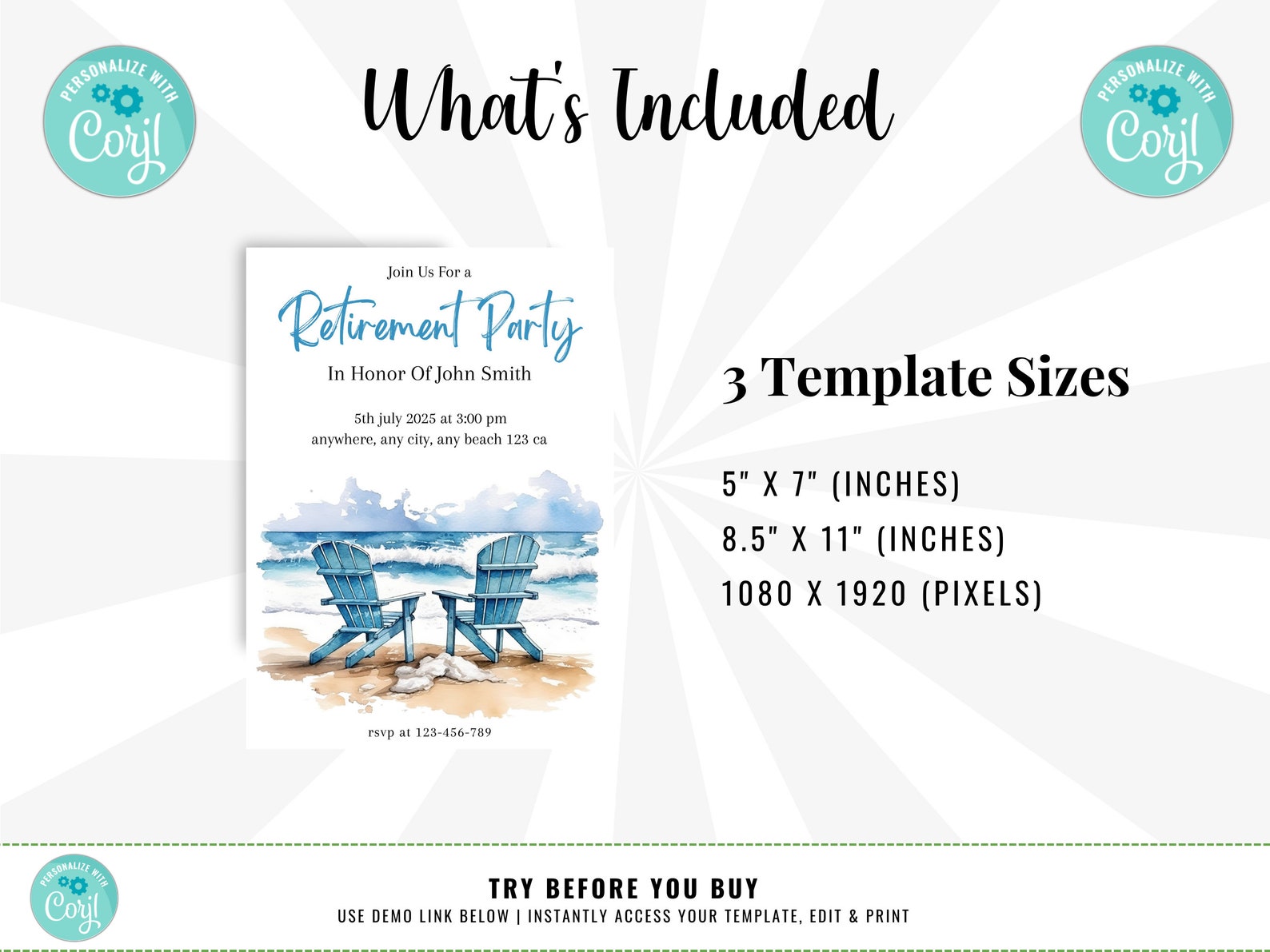 Retirement Beach Party Invitation Template, Beach Retirement Party ...