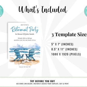 Retirement Beach Party Invitation Template, Beach Retirement Party ...