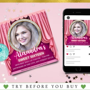 Editable Red Carpet Birthday Invitation, Hollywood Movie Party Invite ...