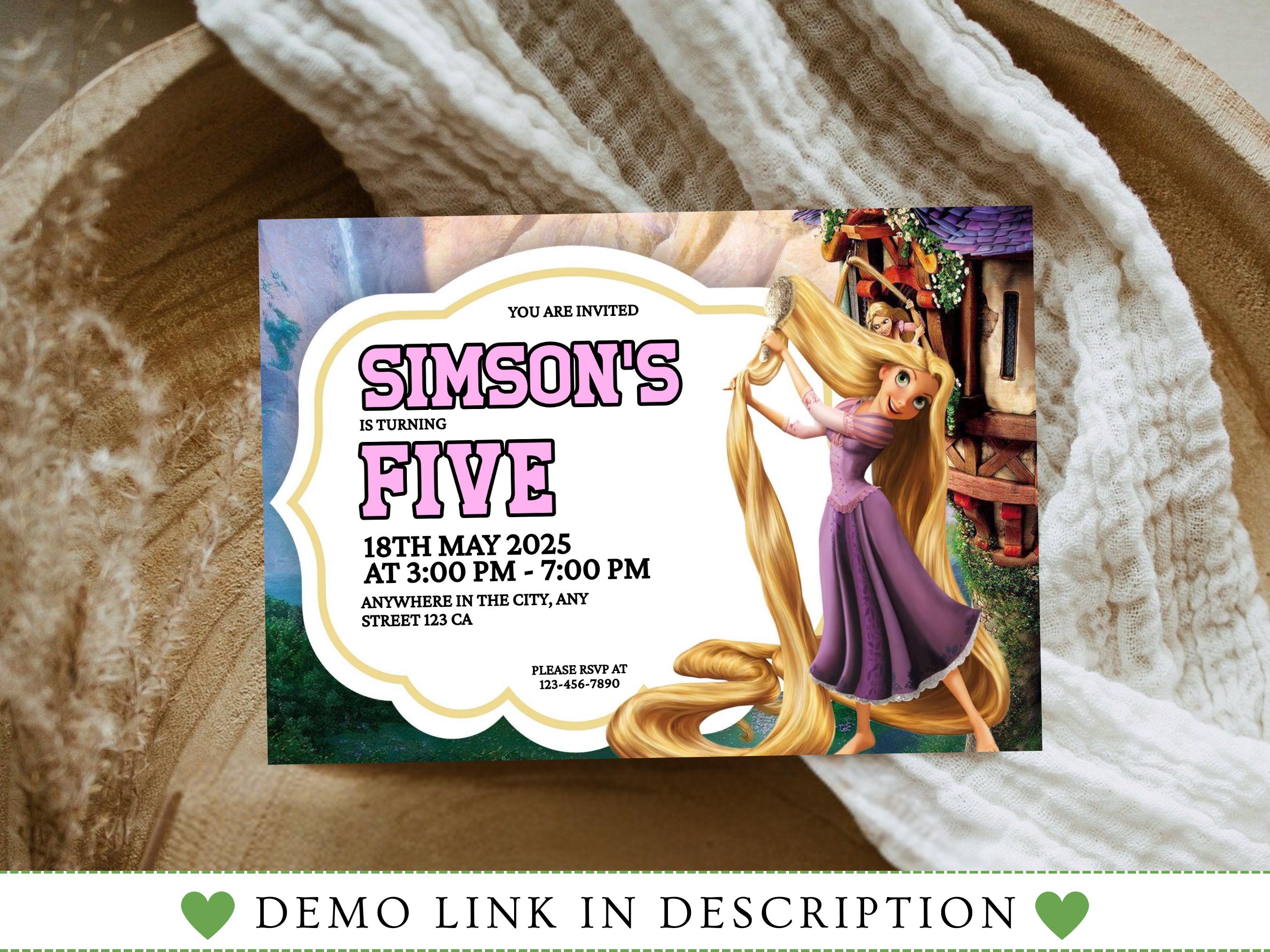 Tangled Birthday Invitation, Princess Birthday Invitation, Diy Birthday ...