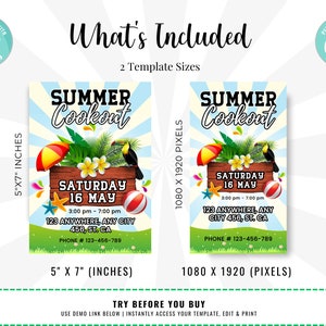 Summer Cookout Flyer Template, Summer Cookout Flyer Invitation, Summer ...