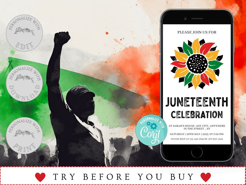 Juneteenth Celebration Digital Editable Template, Juneteenth Party ...