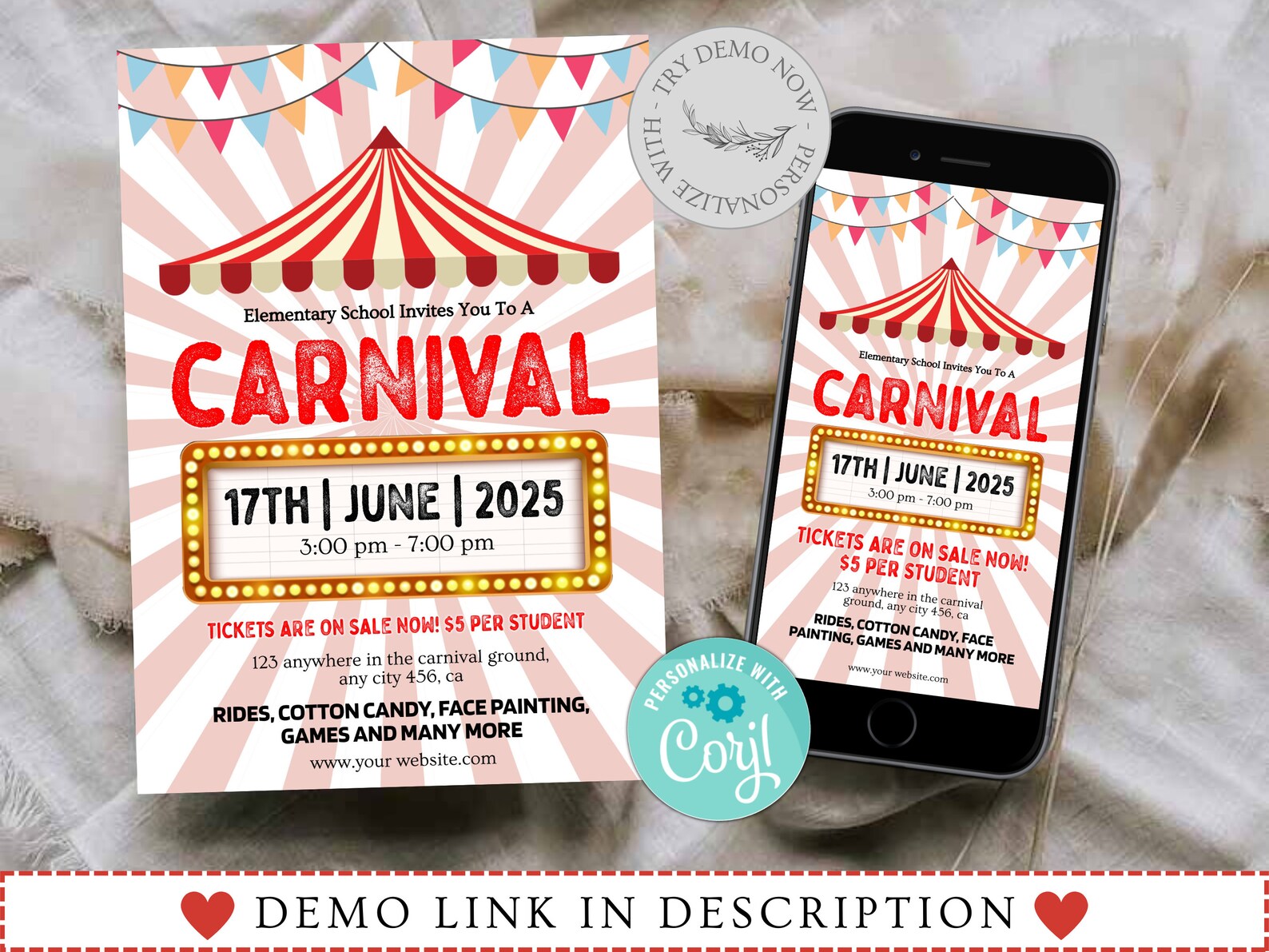 Editable Carnival Flyer Template, Fair Event, Digital Download ...