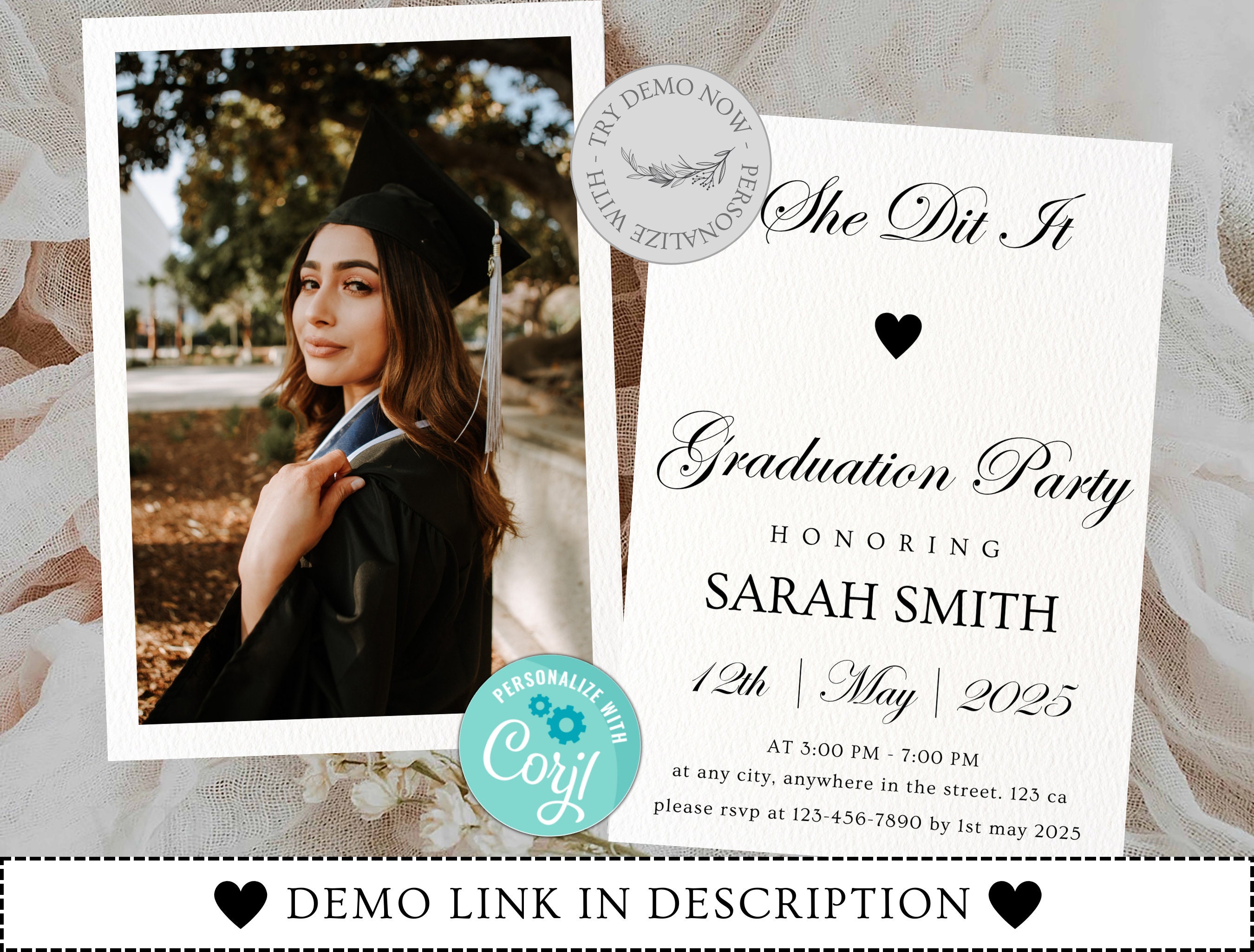 Editable Graduation Party Invitation Template With Photos for - Etsy
