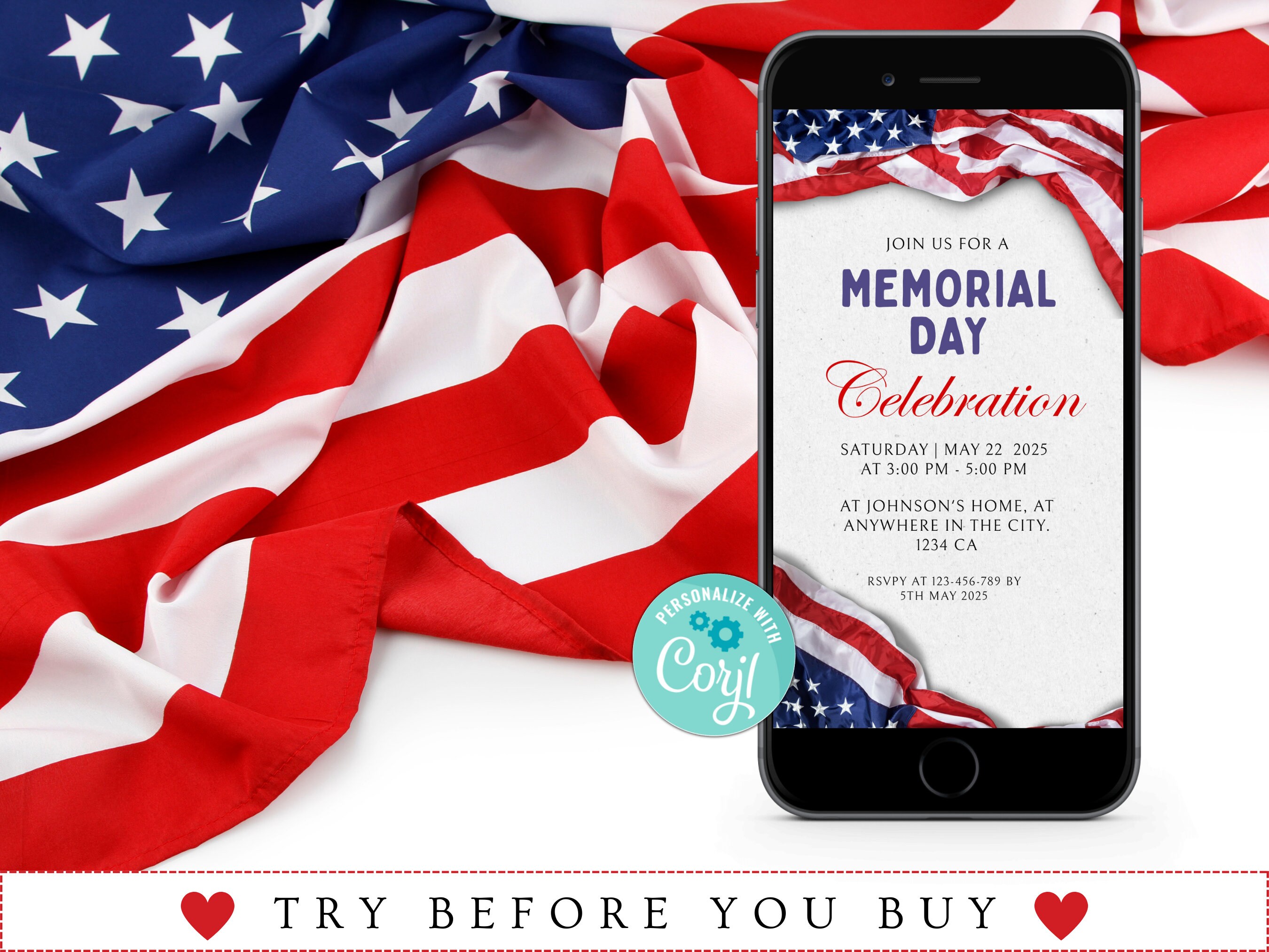 Memorial Day Invitation, Memorial Day Invite, Memorial Day Party ...