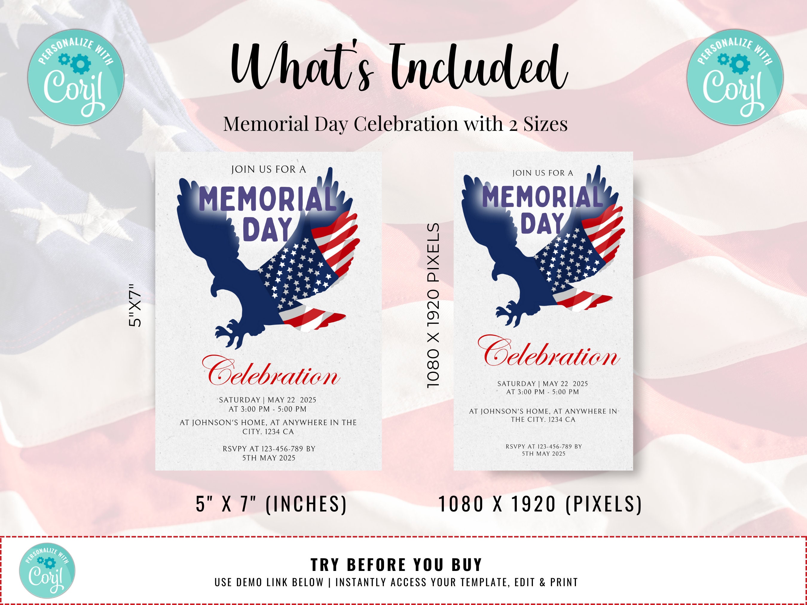 Memorial Day Invitation Memorial Day Invite Memorial Day - Etsy