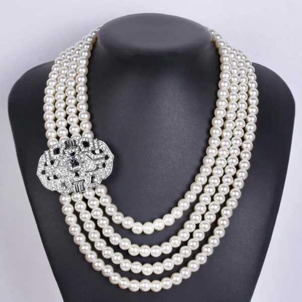 Multi Strand Pearl Necklace - Etsy