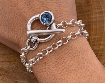 Large Link Chain Bracelet, Silver Plated Bracelet for Women, Bracelet ...