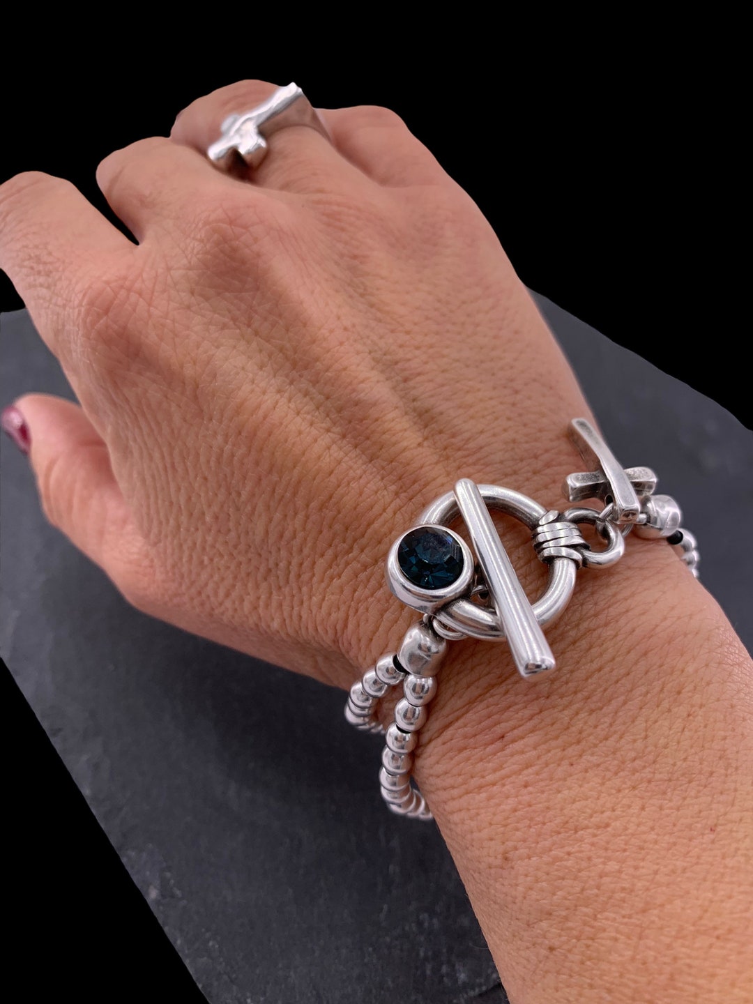 Large Link Chain Bracelet, Silver Plated Bracelet for Women, Bracelet ...