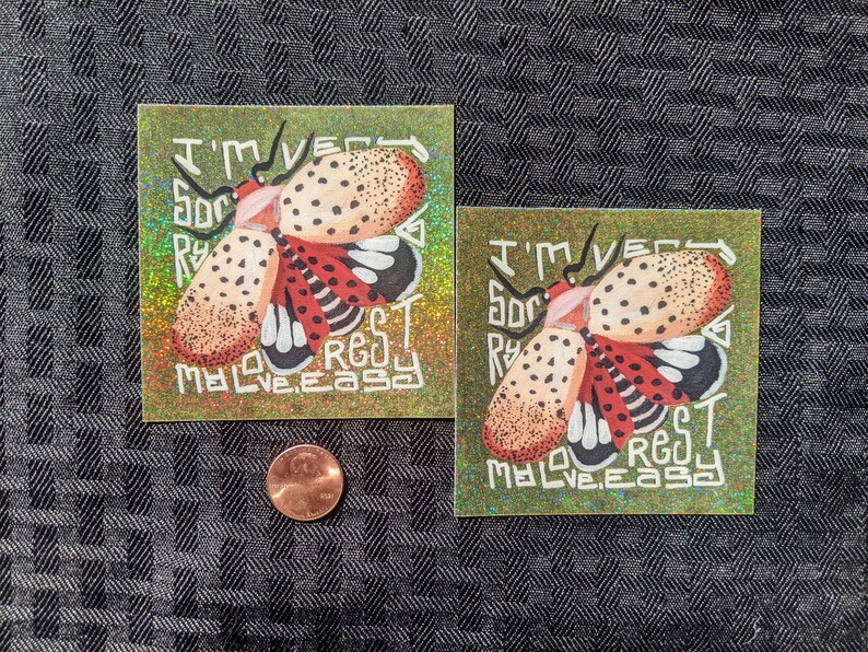 Spotted Lanternfly Gold Glitter Sticker - Etsy