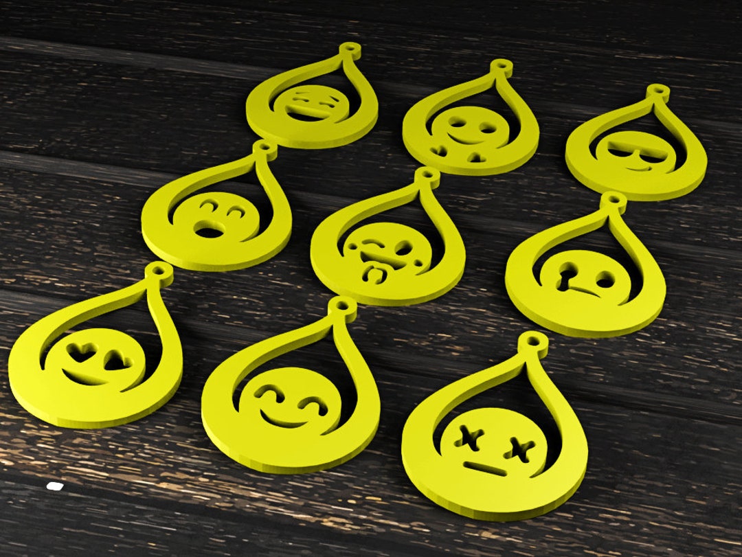Emoji Earrings Svg Digital 3d Print Files Cricut Glowforge | SVG, DXF ...