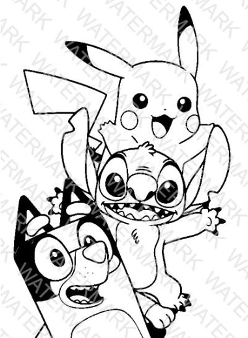 Bluey Stitch Pikachu SVG PNG Cricut Cut Files Clipart Silhouette ...