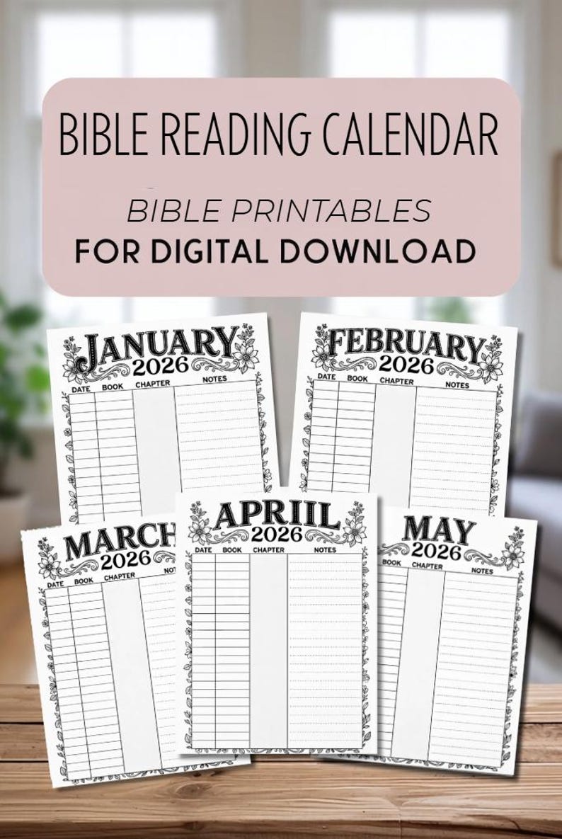 2026 Bible Reading Calendar Study Journal 35 Pages Christian Prayer ...