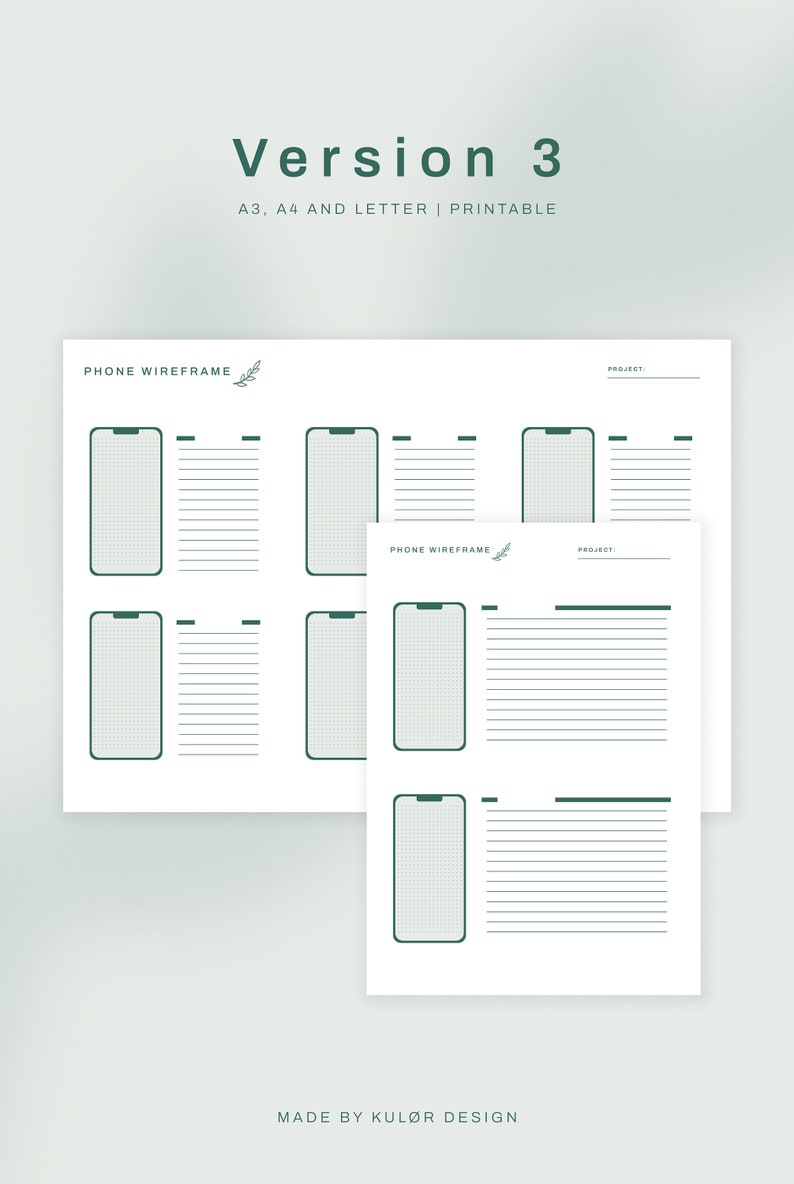 Printable Phone Wireframes With Dot Layout A3/a4/letter, Instant ...
