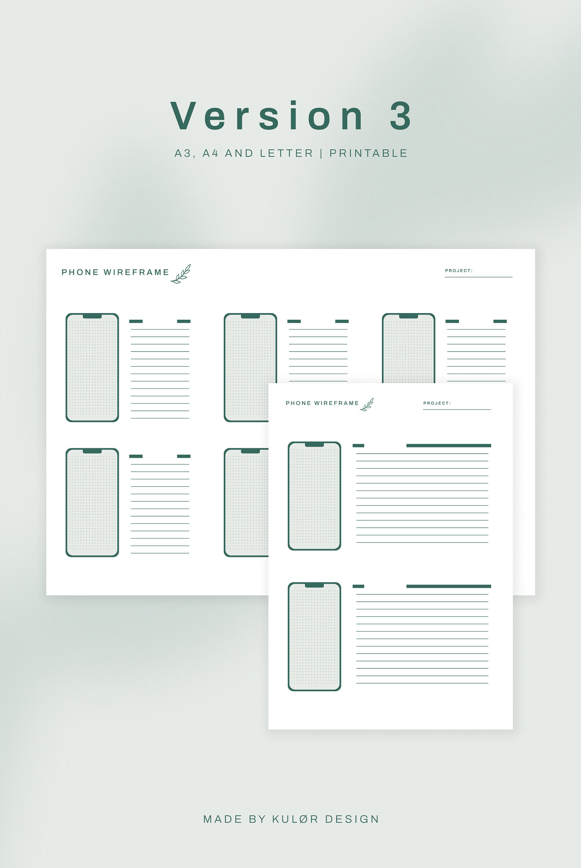 Printable Phone Wireframes With Dot Layout A3/a4/letter, Instant ...