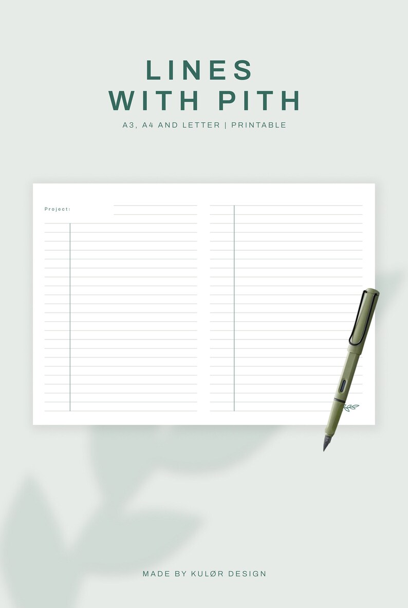 Lines With Pith Printable A3/a4/letter, Instant Download PDF - Etsy