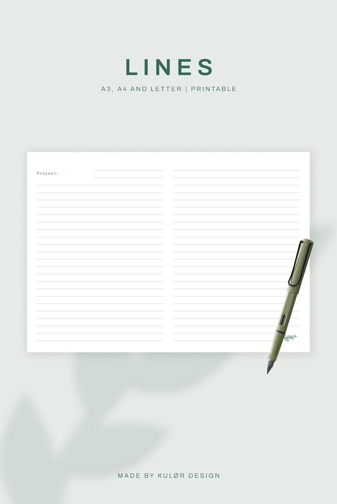 Lined Note Paper Printable A3/a4/letter Instant Download PDF - Etsy