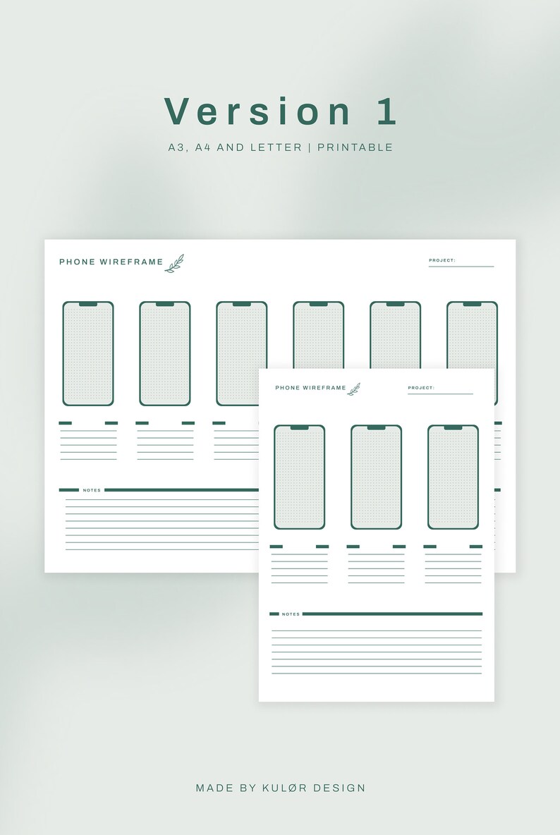 Printable Phone Wireframes With Dot Layout A3/a4/letter, Instant ...