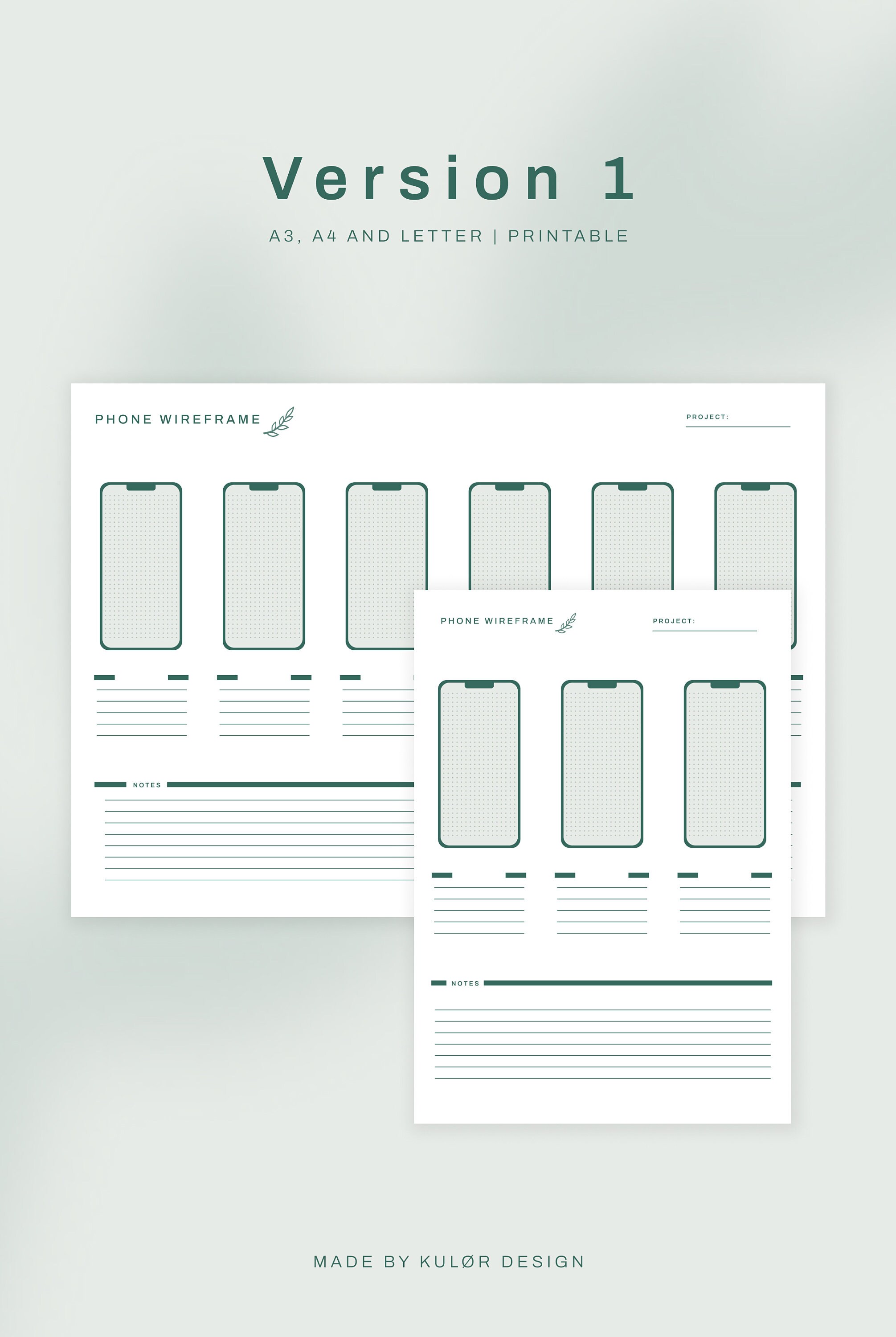 Printable Phone Wireframes With Dot Layout A3/a4/letter, Instant ...