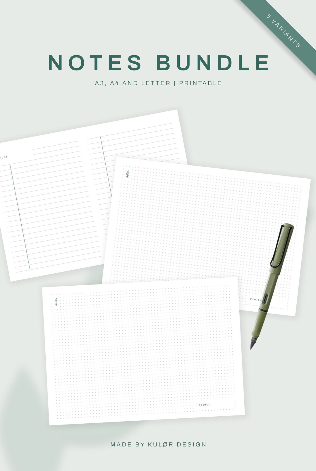 Printable Notes Bundle A3/a4/letter, Instant Download PDF - Etsy