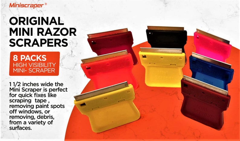 8 Mini Scrapers Original Mini Razor Scrapers: Pocket-sized Gunk, Debris ...