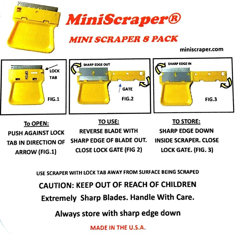 8 Mini Scrapers Original Mini Razor Scrapers: Pocket-sized Gunk, Debris ...