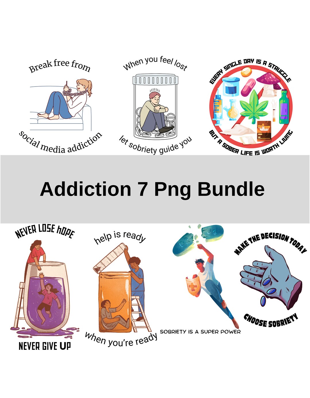 Addiction Recovery Awareness PNG Bundle (digital Download) - Etsy