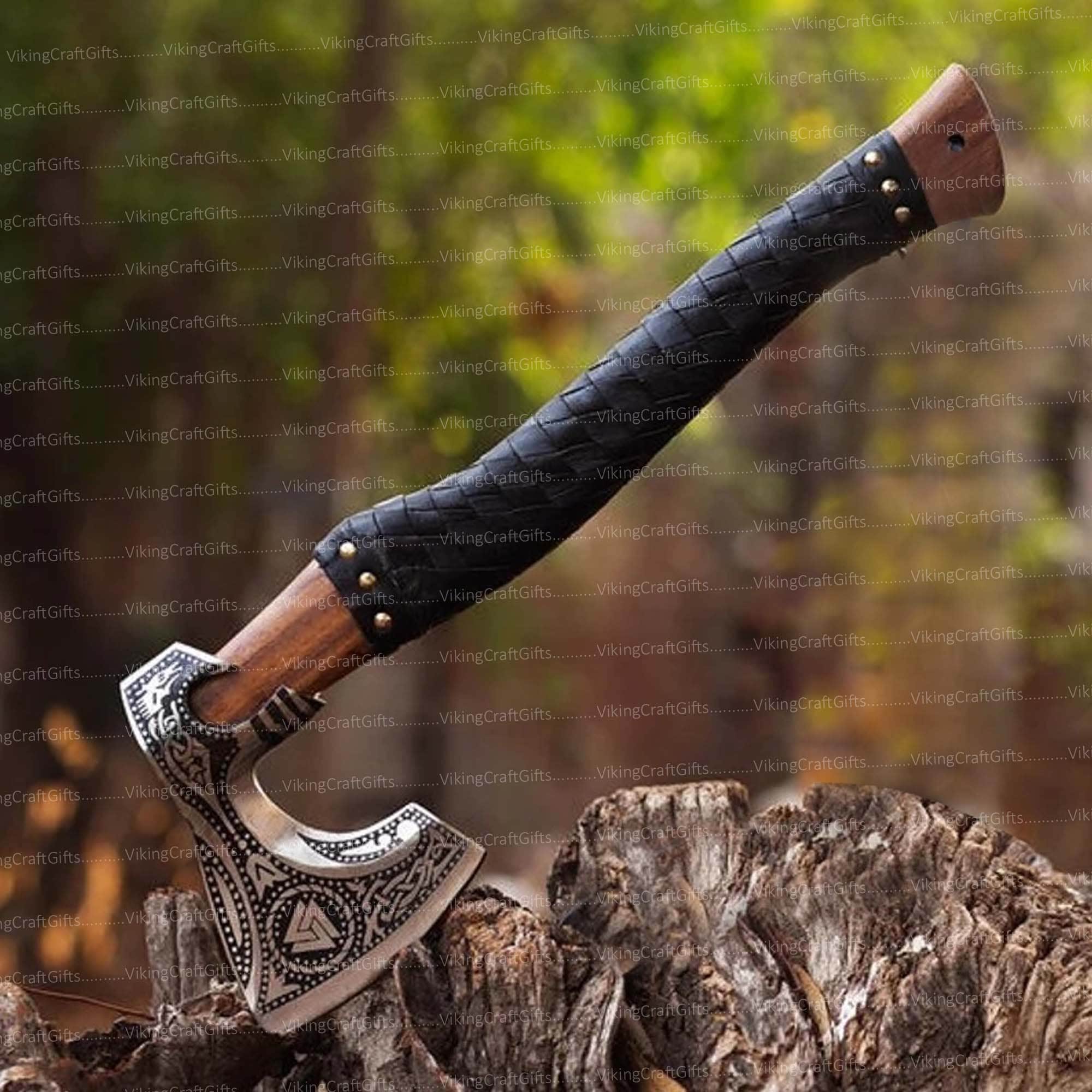 DAGNAR VIKING AXE Forged Camping Axe With Rose Wood Shaft, Personalized ...