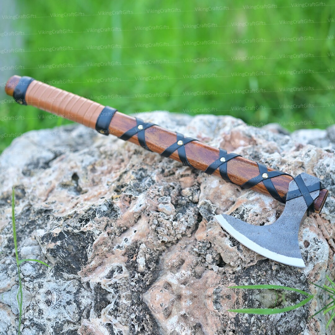 Viking Axe, Forged Camping Axe, Norse Bearded Carbon Steel Axe Personalized Gift for Him, Custom ...