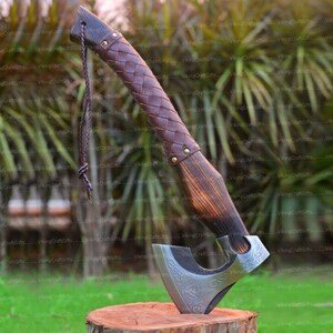 RAGNAR VIKING AXE Larp Forged Camping Axe Hatchet Gift With Rose Wood Shaft, Custom Handmade ...