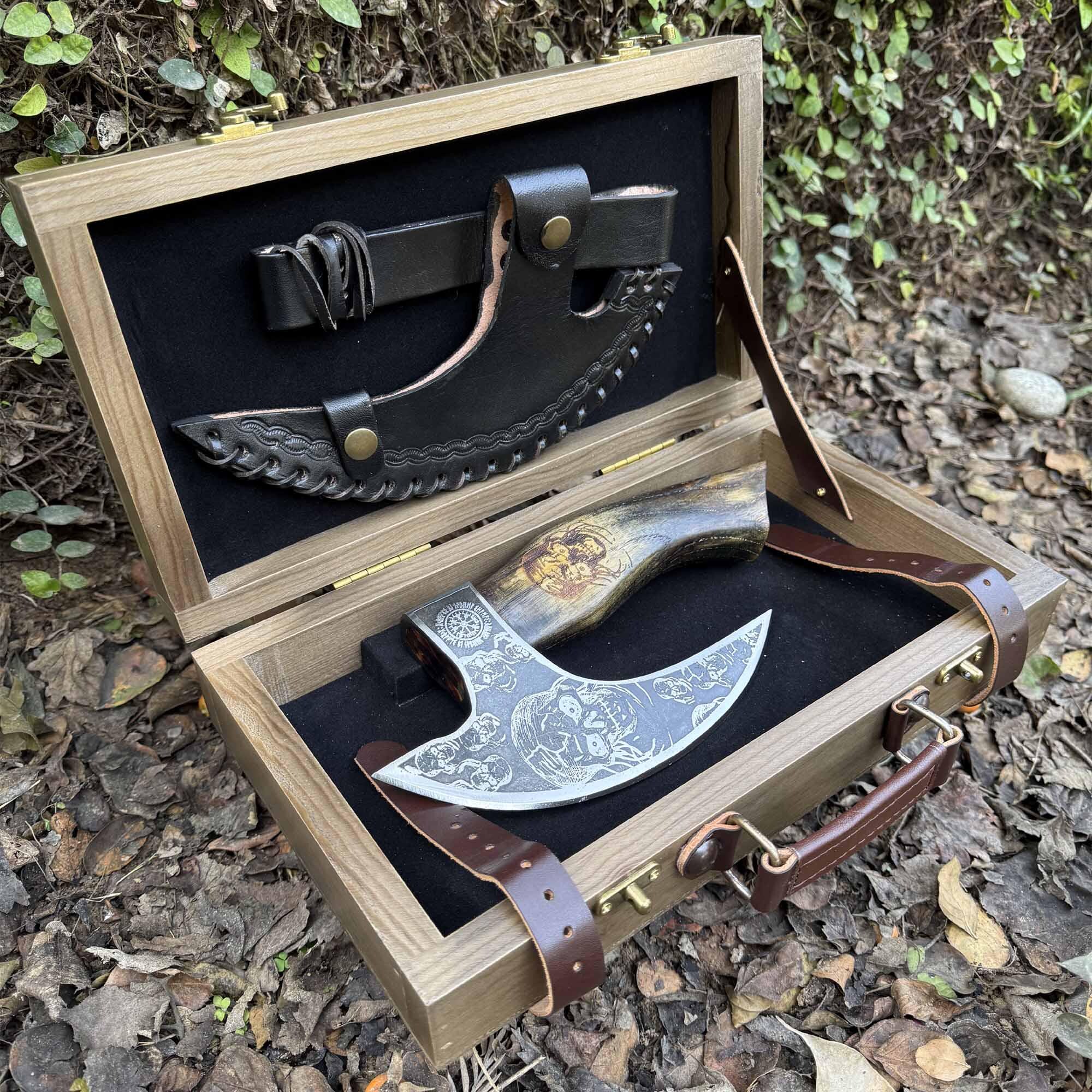 Viking Pizza Cutter Axe With Personalized Engraved Wooden Box, the ...