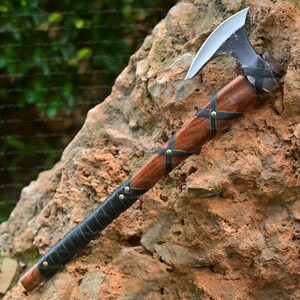 RAGNAR VIKING AXE Larp Forged Camping Axe Hatchet Gift With Rose Wood Shaft, Custom Handmade ...