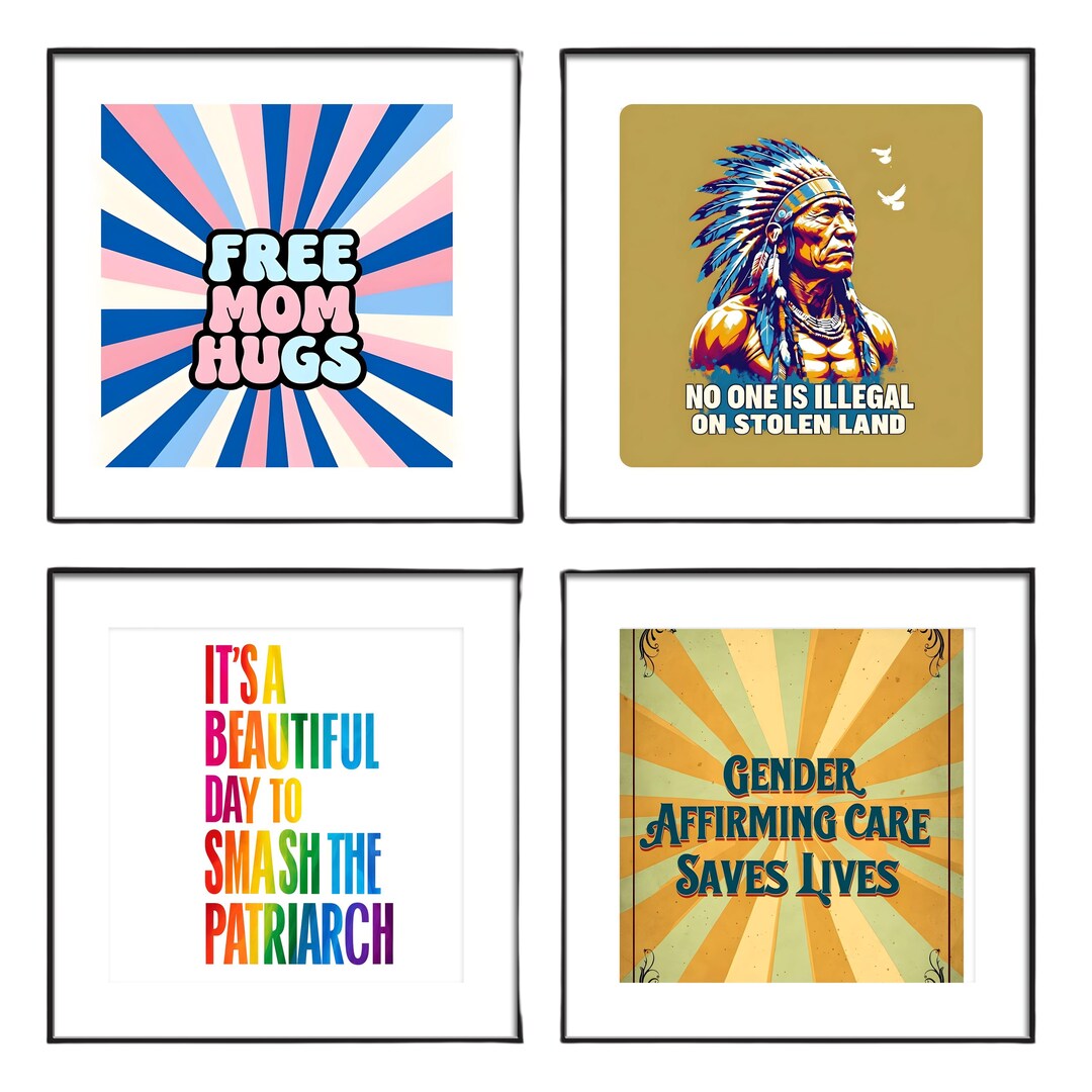 Contemporary Digital Artwork for LGBTQ Supporters, Set of 4, Instant ...