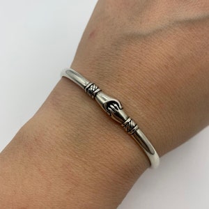 Silver Adjustable Hug Hands Bangle, Open Unique Bracelet, Mothers Day ...