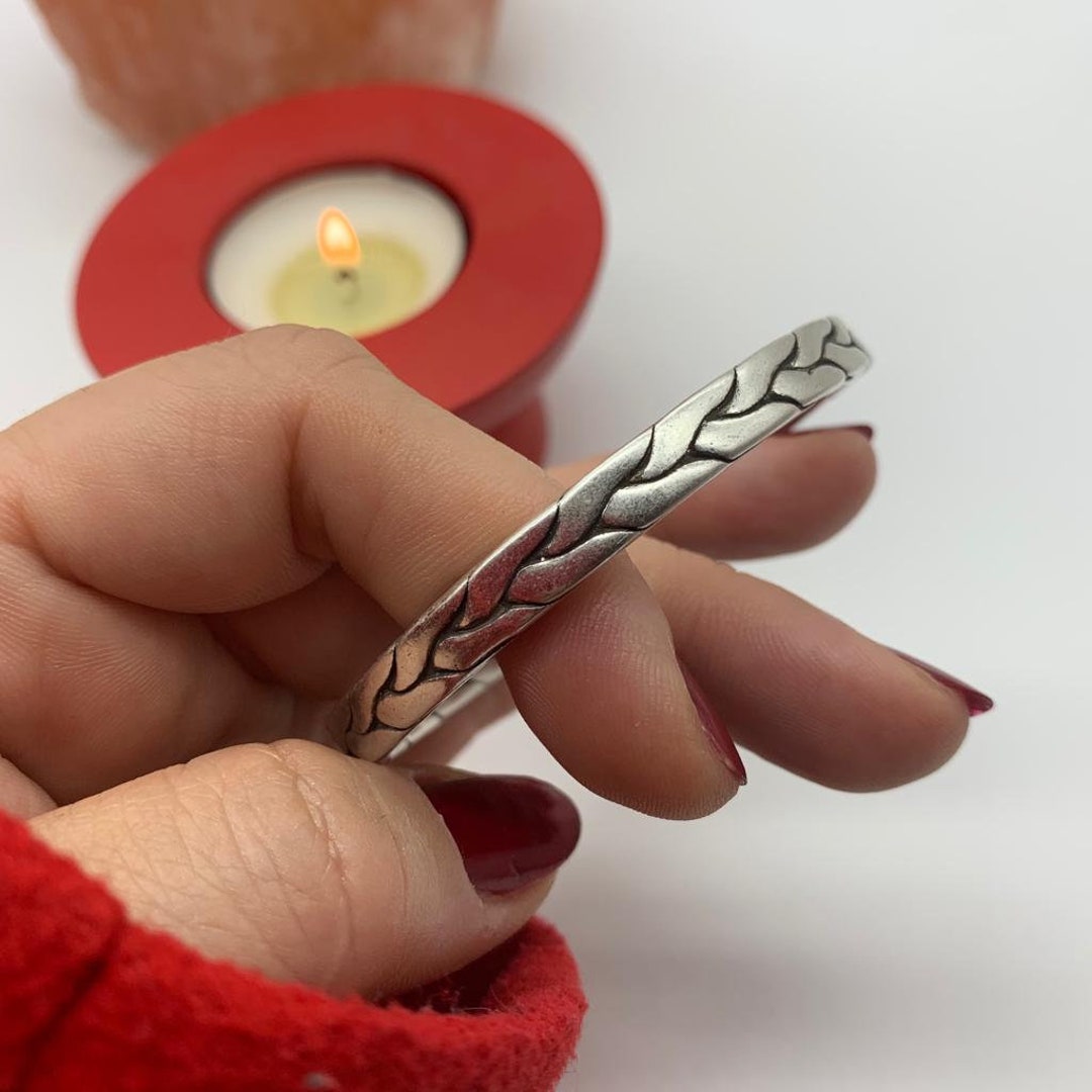 Silver Braiding Bangle Silver Bracelet Silver Leaf Pattern - Etsy UK