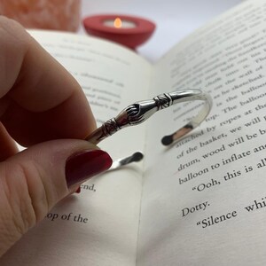 Silver Adjustable Hug Hands Bangle, Open Unique Bracelet, Mothers Day ...