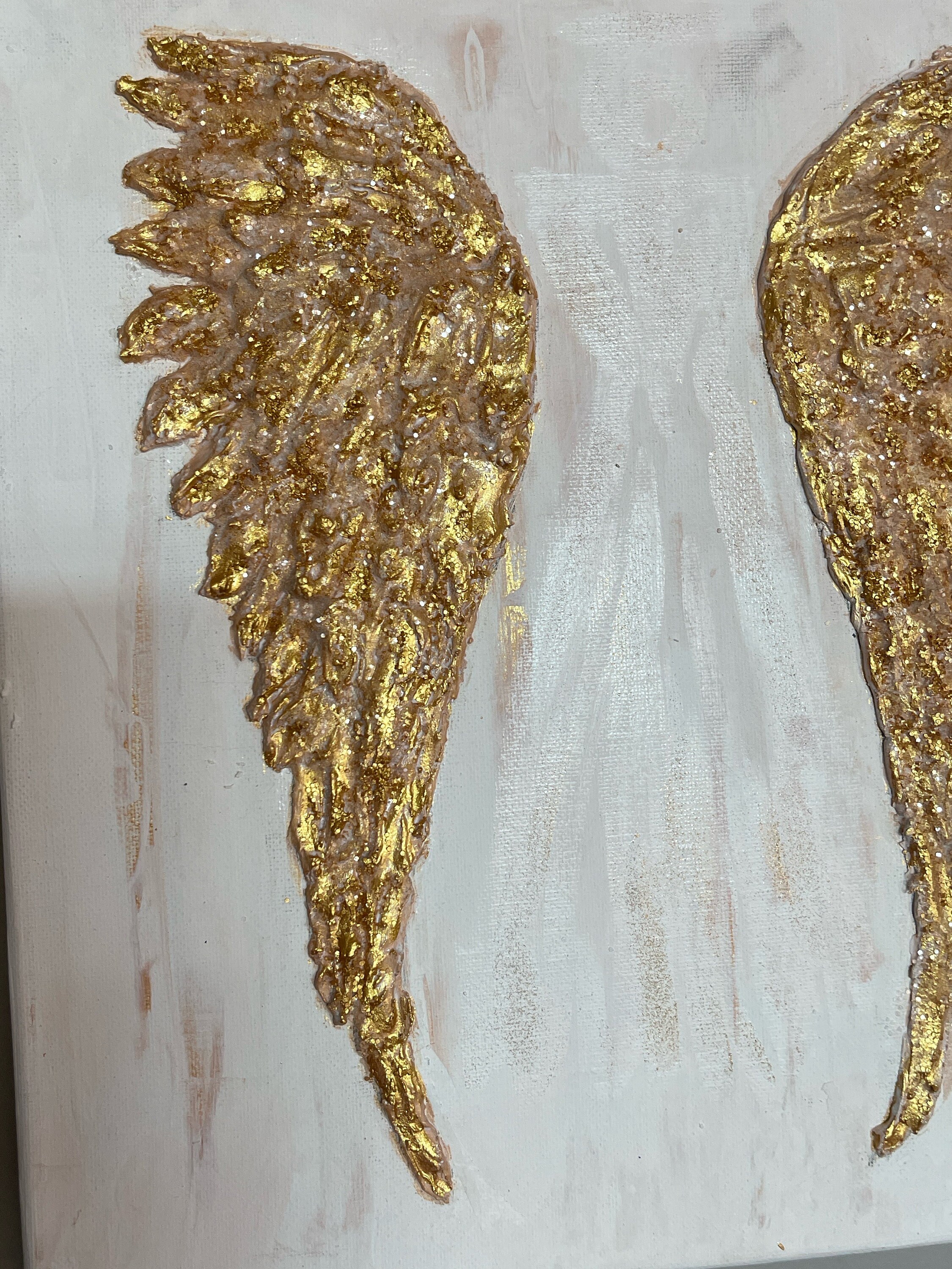 Textured Angel Wings With Subtle Guardian Angel 24 CT Gold Decoart ...