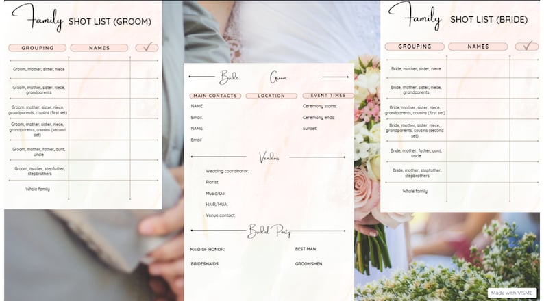 Wedding Shot List, Wedding Photography Checklist, Printable Wedding ...