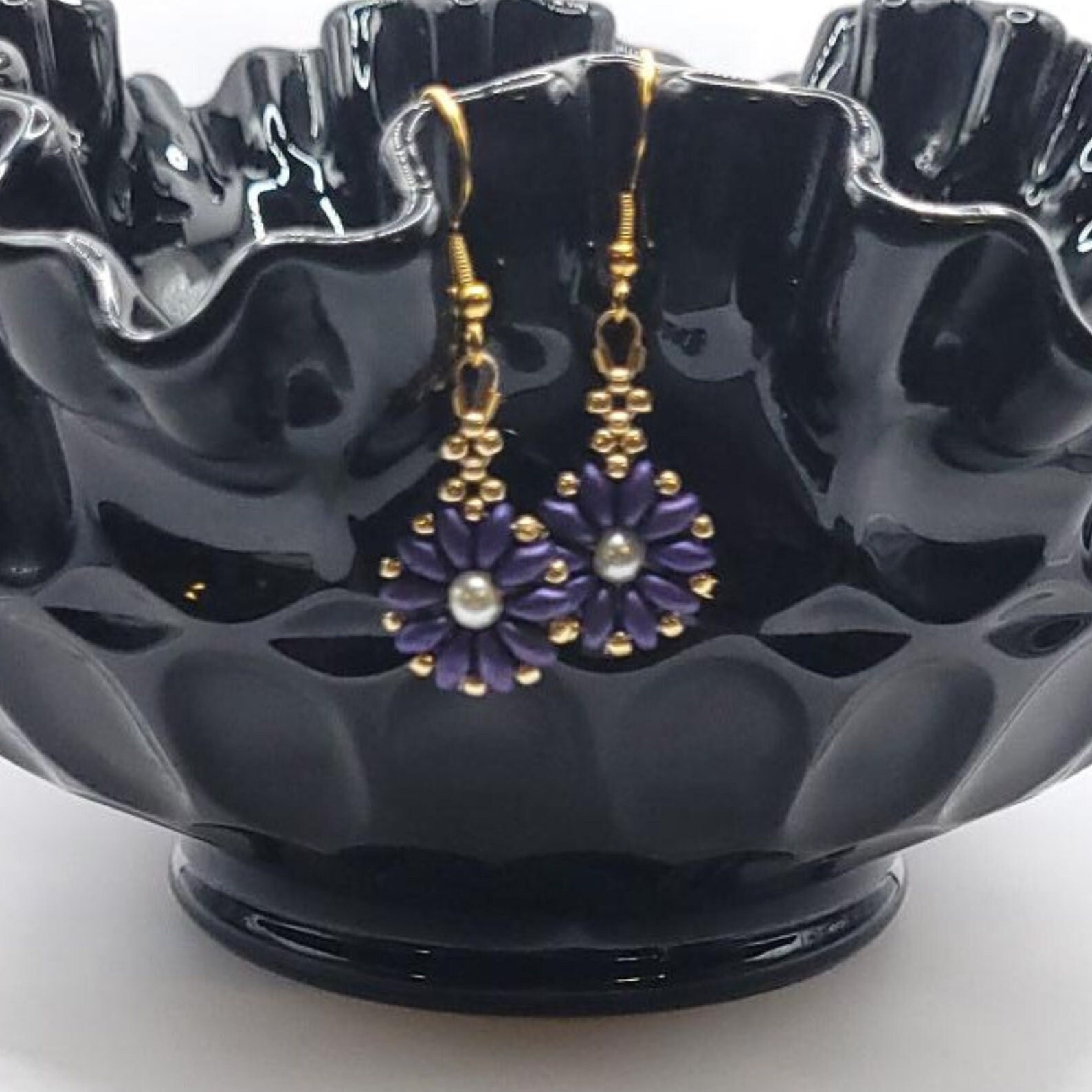Bronze Mix With Gold Beaded Flower Earrings Fall Earring - Etsy