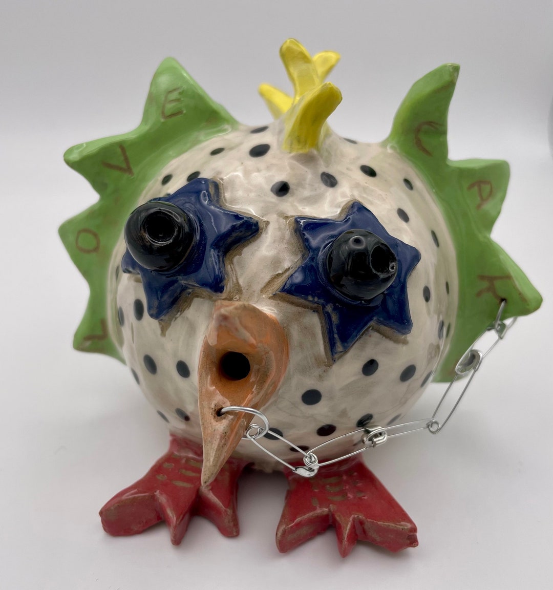 Funky Punky Hand Made, Pottery Sculpture, Ceramic Bird Sculpture, Gift ...