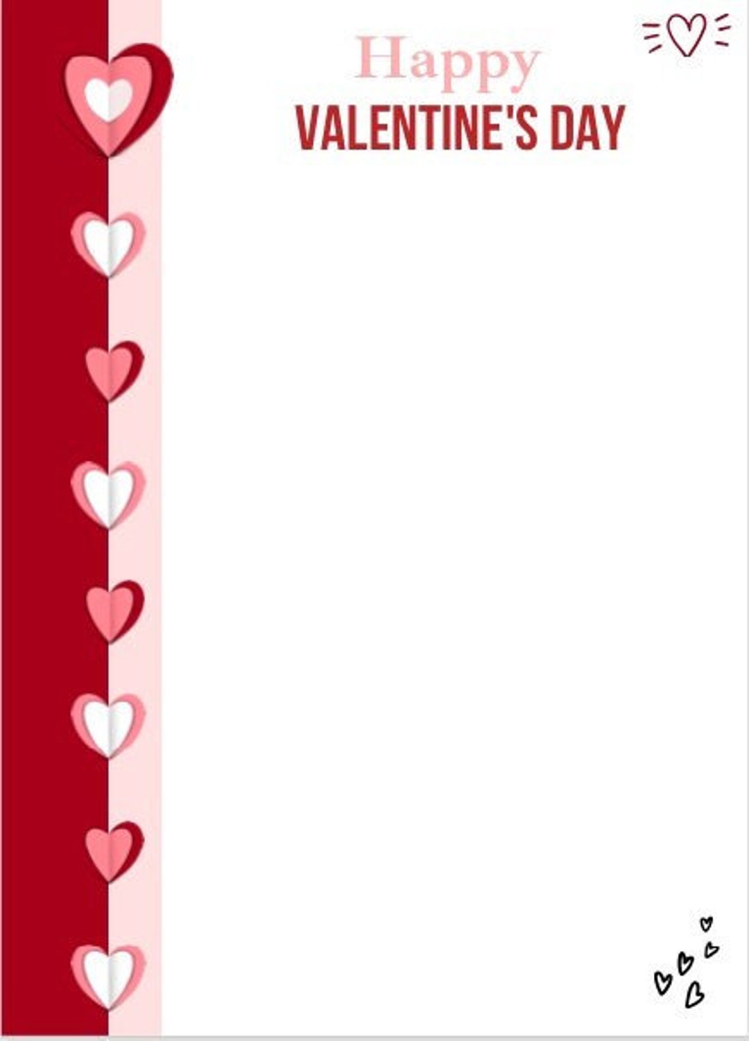 Pink and Red Heart Valentine's Day Paper - Etsy