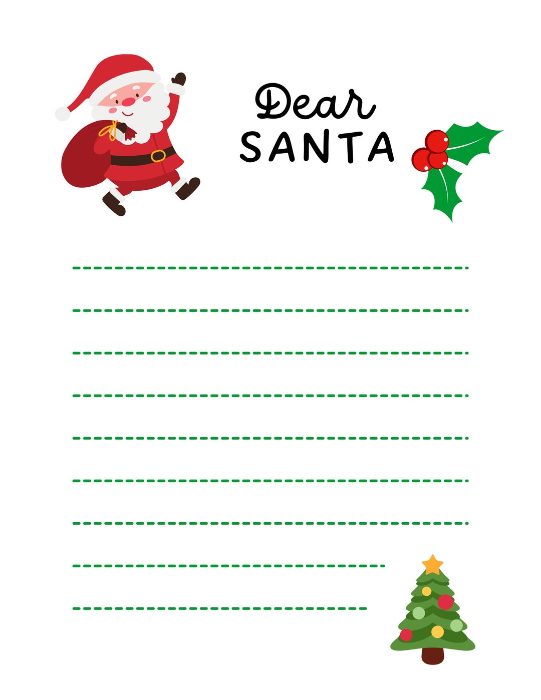 Fun and Cute Dear Santa Letter for Younger Kids Digital Download - Etsy