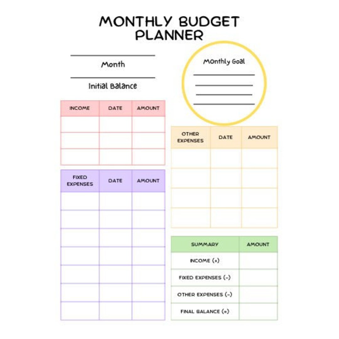 Monthly Budget Planner Digital Download - Etsy