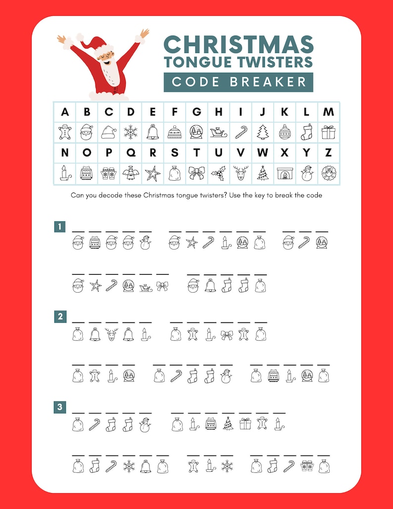 Christmas Code Breaker Worksheet - Digital Download - Etsy