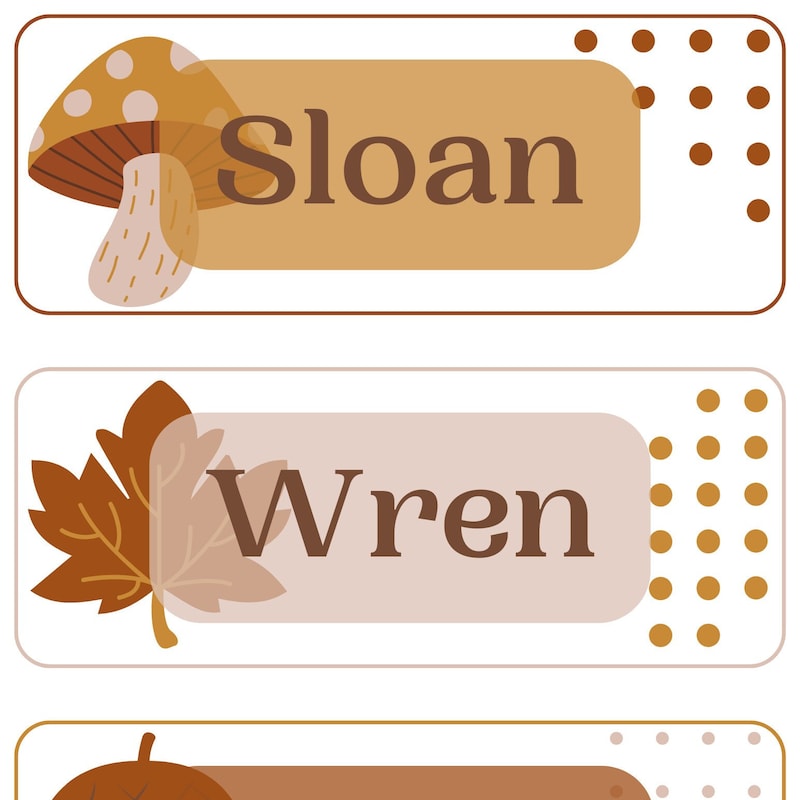 Fall Themed Name Tags - Etsy