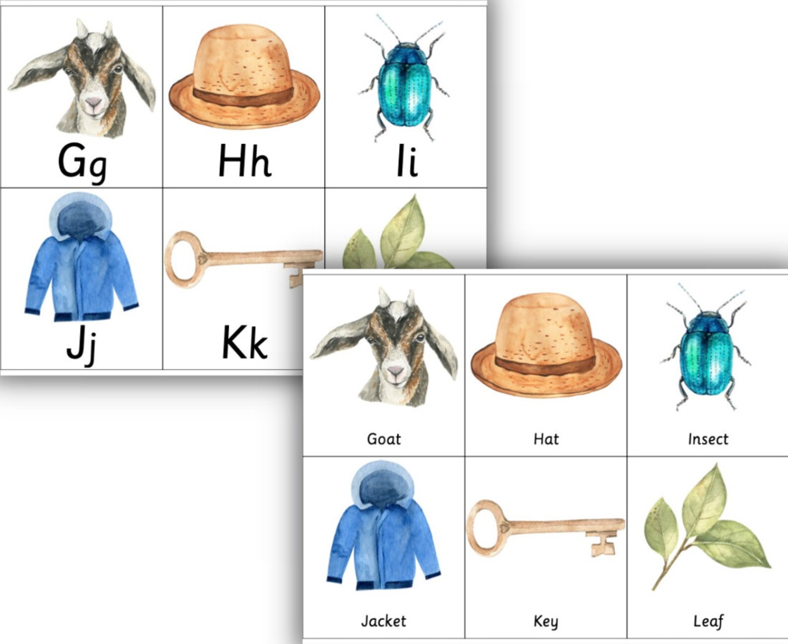 Watercolor Alphabet & Number Cards - Etsy