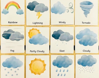 Montessori Weather 3 Part Cards Vocabulary Nomenclature 12 Weather ...