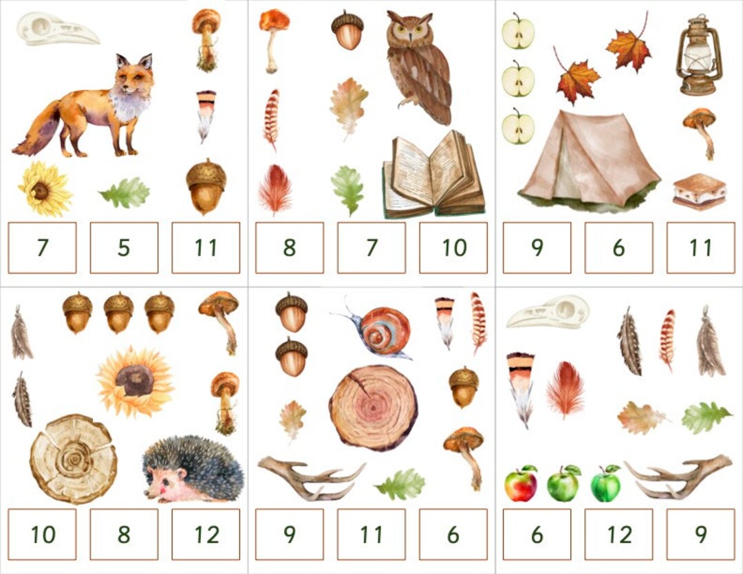 Fall Clip Cards 1-12 - Etsy