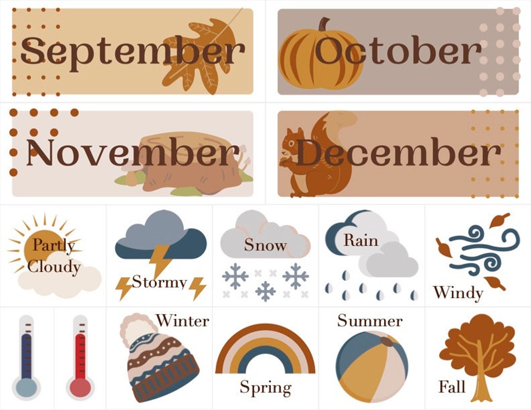 Classroom Calendar Card Set - Autumn Woodland - Etsy